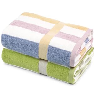 jacquotha striped shower towels 2 pack, super absorbent quick dry bathroom towels for daily use, large bath towels set for men women, 55 x 27.5 inches