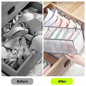 ANCEN Underwear Organizer Drawer Organizer 6 Pieces Fabric Foldable Closet Clothing Dividers and Storage Bins 6/7/11 for Storing Bra, Socks, and PantiesTie, Belts (Grey)