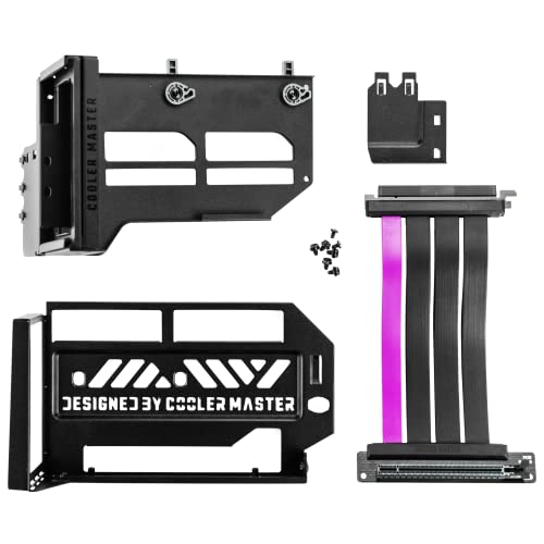 Cooler Master MasterAccessory Vertical Graphics Card Holder Kit V3 with Premium Riser Cable PCI-E 4.0 x16-165mm, Compatibility PCIe 4.0 and Older for E-ATX, ATX, Micro ATX Case (MCA-U000R-KFVK03)