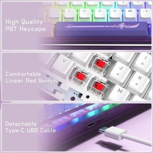 Womier WK61 Purple Keyboard - 60% RGB Mechanical Gaming Keyboard,Hot-Swappable Mini Keyboard w/Pudding Keycaps, Pro Driver/Software Supported - Red Switch(with Silicone Pad)