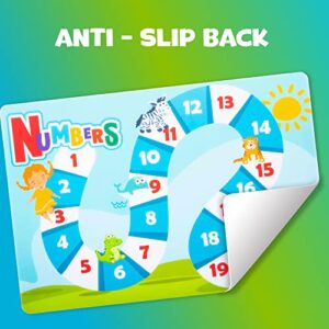 Hapinest 6 Pack Reusable Non Slip Educational Placemats for Toddlers and Kids