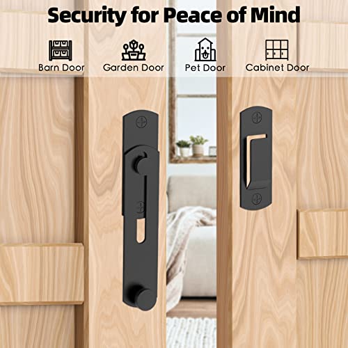 180 Degree Flip Sliding Barn Door Lock for Privacy - Safe barn Door Locks and latches for Barn Door, Pet Door, Bathroom, Outdoor, Garage, Window, Sliding Door