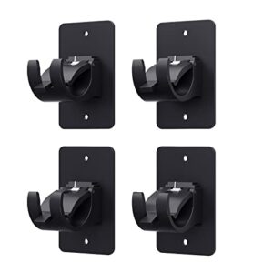 amzonhome 4 pieces self adhesive curtain rod bracket, universal plastic holders, no drill brackets hooks for bathroom, bedroom, livingroom, kitchen (black)