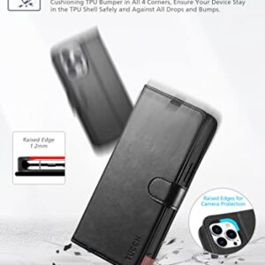 TUCCH Case for iPhone 14 Pro Max Wallet Case, [RFID Blocking] 4 Card Holder Stand [Shockproof TPU Interior Case] PU Leather Magnetic Protective Flip Cover Compatible with iPhone 14 Pro Max 6.7", Black