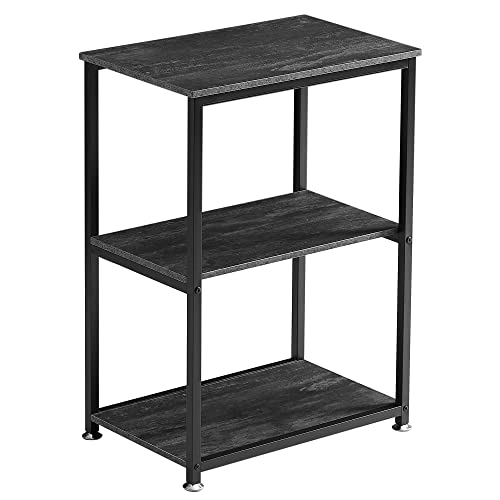 VECELO Tall End Side Table, 30" Height Nightstand with 3-Tier Storage Shelf for Living Room Bedroom Office Hallway Study, 1-Pack, Carbon Grey