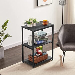 VECELO Tall End Side Table, 30" Height Nightstand with 3-Tier Storage Shelf for Living Room Bedroom Office Hallway Study, 1-Pack, Carbon Grey