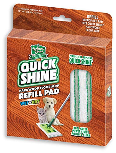 Quick Shine 2 Pack Smart Combo & Sustainable Hard Surface Floor Mop Refill Mop Pad Cover, 12" W x 6" D x 1/2" Thick