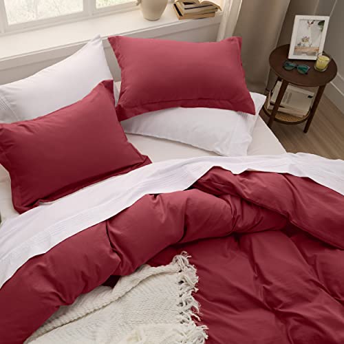 Bedsure Red Duvet Cover King Size - Soft Prewashed King Duvet Cover Set, 3 Pieces, 1 Duvet Cover 104x90 Inches with Zipper Closure and 2 Pillow Shams, Comforter Not Included