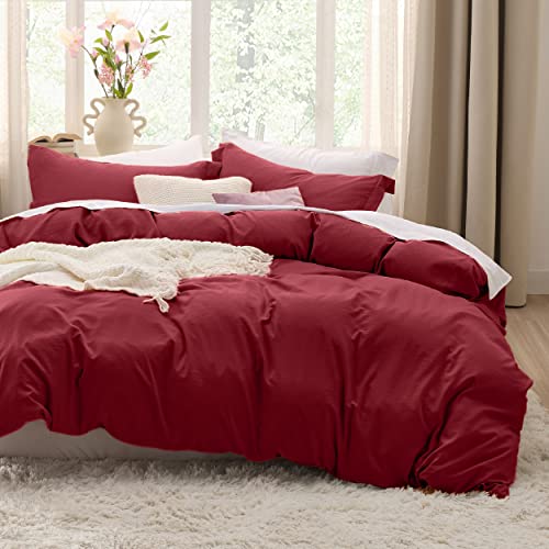 Bedsure Red Duvet Cover King Size - Soft Prewashed King Duvet Cover Set, 3 Pieces, 1 Duvet Cover 104x90 Inches with Zipper Closure and 2 Pillow Shams, Comforter Not Included