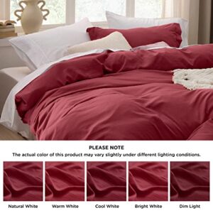 Bedsure Red Duvet Cover King Size - Soft Prewashed King Duvet Cover Set, 3 Pieces, 1 Duvet Cover 104x90 Inches with Zipper Closure and 2 Pillow Shams, Comforter Not Included