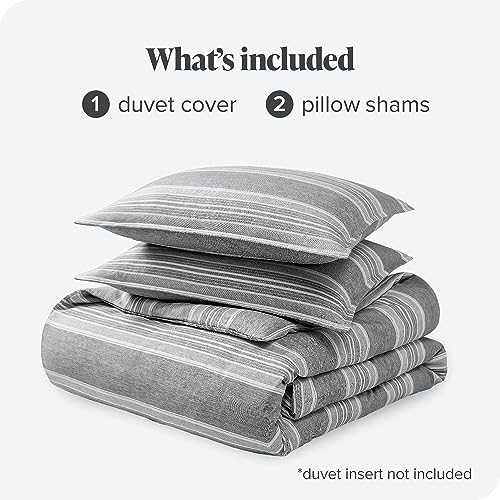 Bare Home Queen Size - Premium 1800 Super Soft Duvet Covers Collection - Lightweight, Soft Textured Bedding Duvet Cover (Queen, Stripe - Heathered Charcoal)