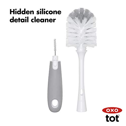 OXO Tot Bottle Drying Rack, Gray, 1 Count (Pack of 1) & Tot Bottle Brush with Nipple Cleaner and Stand - Gray