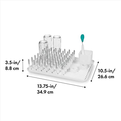 OXO Tot Bottle Drying Rack, Gray, 1 Count (Pack of 1) & Tot Bottle Brush with Nipple Cleaner and Stand - Gray