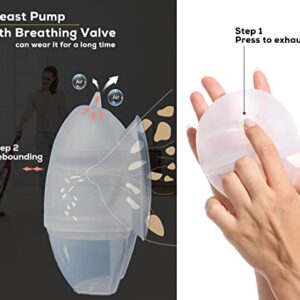 Manual Wearable Breast Pump for Breastfeeding(2Pcs)︱Hands Free, Kick-Proof︱Leakproof with Sealed Flange︱Comfortable for Long Wear︱Replace Nursing Pad︱Small and Easy to Carry