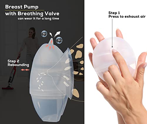 Manual Wearable Breast Pump for Breastfeeding(2Pcs)︱Hands Free, Kick-Proof︱Leakproof with Sealed Flange︱Comfortable for Long Wear︱Replace Nursing Pad︱Small and Easy to Carry