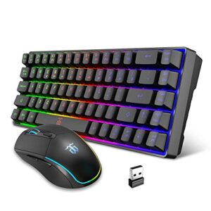 snpurdiri 60% wireless gaming keyboard and mouse combo,led backlit rechargeable 2000mah battery,small membrane but mechanical keyboard + 6d 3200dpi mice for gaming,business office