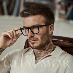 Gleyemor Blue Light Glasses for Men Women Trendy Square Frame Blue Light Blocking Lens Computer Glasses (Black)