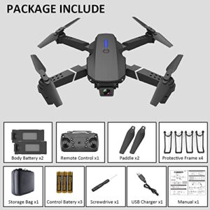 FDWYTY Drone with Camera, Mini Foldable FPV RC Quadcopter with 1080P HD Image / Live Video Remote Control Aircraft Toys Gifts for Kids Adults Boys Girls Beginners - 2 Batteries, 25 Mins Flight Time, Black