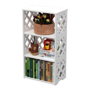 rerii bookcase, 4 tier kids small bookshelf 3 shelf, book organizer storage open shelf rack, display shelves for bedroom living room bathroom office, white