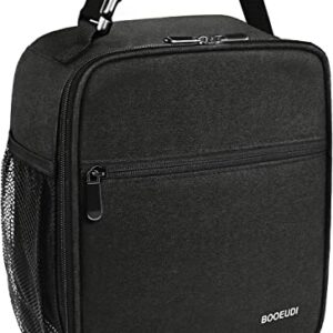 BOOEUDI Lunch box, Lunch Bag, lunch box for men, Reusable Portable Lunch Bag for Women, Durable Adults Tote Bag Lunchbox for Office, Work, Beach, Fishing, Picnic, Travel, Black