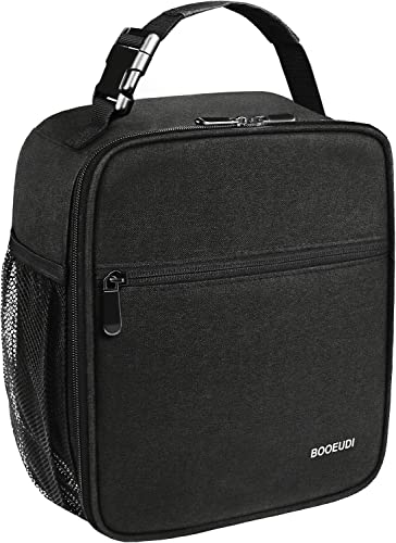 BOOEUDI Lunch box, Lunch Bag, lunch box for men, Reusable Portable Lunch Bag for Women, Durable Adults Tote Bag Lunchbox for Office, Work, Beach, Fishing, Picnic, Travel, Black