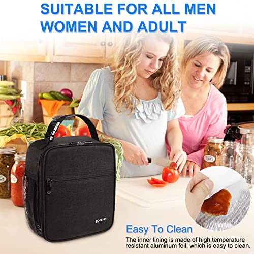 BOOEUDI Lunch box, Lunch Bag, lunch box for men, Reusable Portable Lunch Bag for Women, Durable Adults Tote Bag Lunchbox for Office, Work, Beach, Fishing, Picnic, Travel, Black