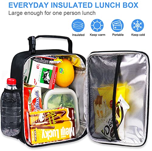 BOOEUDI Lunch box, Lunch Bag, lunch box for men, Reusable Portable Lunch Bag for Women, Durable Adults Tote Bag Lunchbox for Office, Work, Beach, Fishing, Picnic, Travel, Black