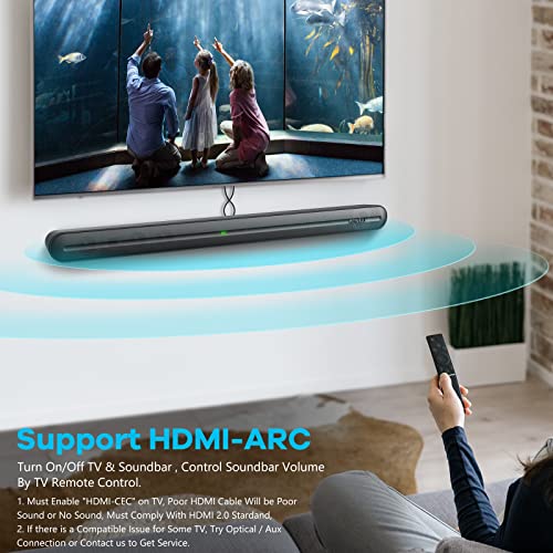 Heymell 150W 2.0ch Soundbar for TV, 3D Surround Sound Bars for TV, 6X Speakers Bluetooth Soundbar Built in Subwoofer, Clear Sound No Noise TV Speakers Sound Bar HDMI ARC Optical AUX Voyage201