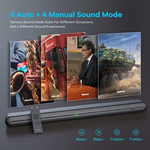 Heymell 150W 2.0ch Soundbar for TV, 3D Surround Sound Bars for TV, 6X Speakers Bluetooth Soundbar Built in Subwoofer, Clear Sound No Noise TV Speakers Sound Bar HDMI ARC Optical AUX Voyage201