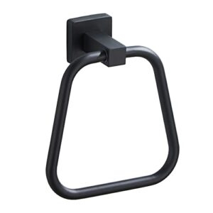 matte black towel ring for bathroom, kitchen bath towel holder hangers wall mount heavy duty stainless steel