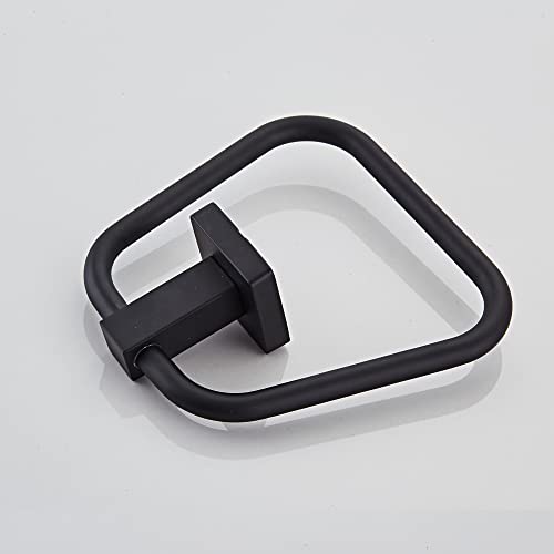 Matte Black Towel Ring for Bathroom, Kitchen Bath Towel Holder Hangers Wall Mount Heavy Duty Stainless Steel