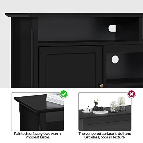 Yaheetech Black TV Stand for TVs up to 65 Inch, Modern Entertainment Center Media TV Console with Open Compartments & Double Doors, TV Cabinet with Storage for Living Room & Bedroom, 31 in Tall