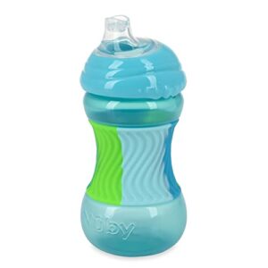 Nuby No Spill Sili Bands 10oz Soft Spout Cup with Textured Easy Grip Silicone Band - Aqua