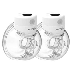 kamsie wearable breast pump, s12 hands free breast pump, wireless breast pump hands free, 2 modes & 9 levels electric portable breast pump, lcd display, 24mm flange, 2 pack