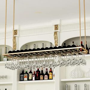 DASHADAO Bar Unit Floating Shelves Ceiling Decorative Wine Racks, Wine Bottle Holder Hanging Metal Iron Wine Glass Rack Goblet Stemware Racks for Bar Kitchen Restaurant Home Decoration