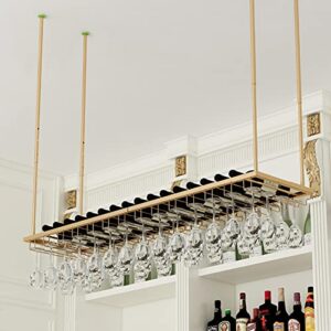 DASHADAO Bar Unit Floating Shelves Ceiling Decorative Wine Racks, Wine Bottle Holder Hanging Metal Iron Wine Glass Rack Goblet Stemware Racks for Bar Kitchen Restaurant Home Decoration