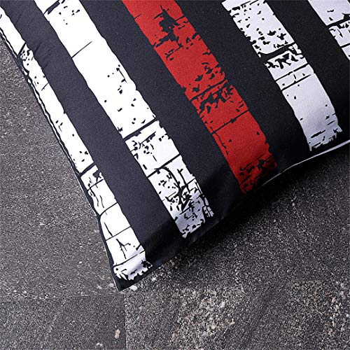 American Flag Duvet Cover Set, Red Stripe Decor Bedding Set Independence Day Freedom Theme Comforter Cover for Adult Teens Child Soft Microfiber Bedspread 1 Duvet Cover 2 Pillowcases, Queen Size