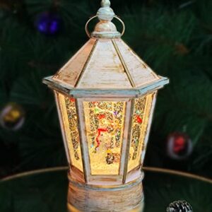 Christmas Tabletop Decor, Snow Globe Water Spinning LED Lighted Lantern, Battery Operated (not Included) (9.1" H x 5.5" W x 5.5" D) by Moments in Time