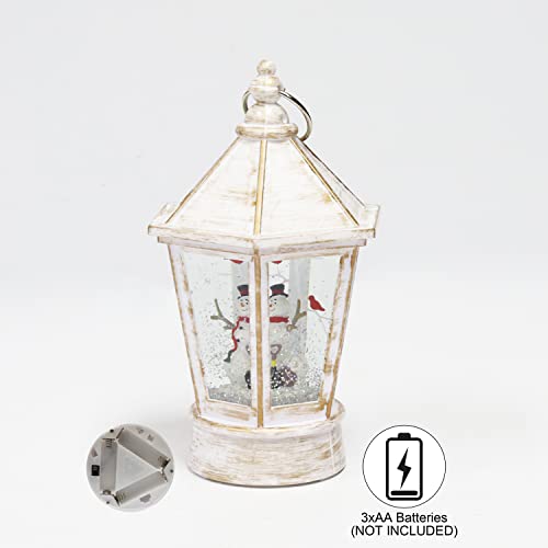 Christmas Tabletop Decor, Snow Globe Water Spinning LED Lighted Lantern, Battery Operated (not Included) (9.1" H x 5.5" W x 5.5" D) by Moments in Time