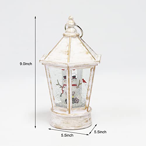 Christmas Tabletop Decor, Snow Globe Water Spinning LED Lighted Lantern, Battery Operated (not Included) (9.1" H x 5.5" W x 5.5" D) by Moments in Time