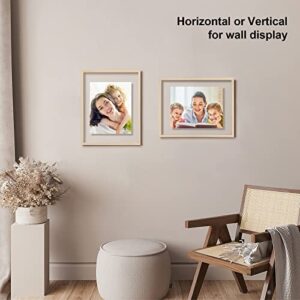 Egofine 11x14 Floating Frames Set of 2, Double Glass Picture Frame, Made of Solid Wood Display Any Size Photo up to 11x14, Wall Mount or Tabletop Standing, Natural Wood