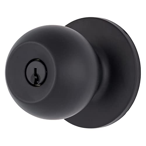 BRINKS – Transitional Keyed Entry Ball Door Knob, Matte Black - Designed for Traditional and Transitional Homes and Blends Seamlessly with Interior Décor (E2415-122)