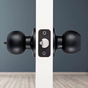 BRINKS – Transitional Keyed Entry Ball Door Knob, Matte Black - Designed for Traditional and Transitional Homes and Blends Seamlessly with Interior Décor (E2415-122)