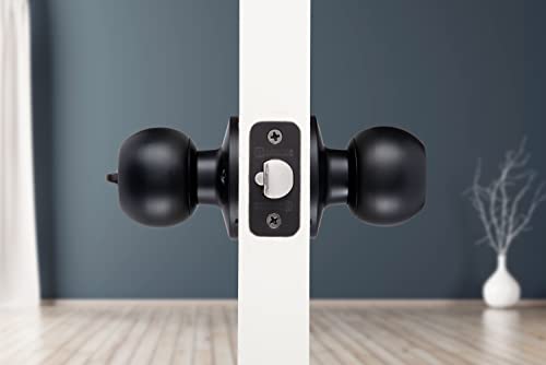 BRINKS – Transitional Keyed Entry Ball Door Knob, Matte Black - Designed for Traditional and Transitional Homes and Blends Seamlessly with Interior Décor (E2415-122)