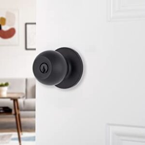 BRINKS – Transitional Keyed Entry Ball Door Knob, Matte Black - Designed for Traditional and Transitional Homes and Blends Seamlessly with Interior Décor (E2415-122)