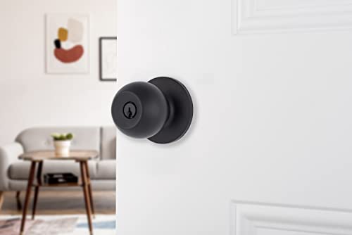 BRINKS – Transitional Keyed Entry Ball Door Knob, Matte Black - Designed for Traditional and Transitional Homes and Blends Seamlessly with Interior Décor (E2415-122)