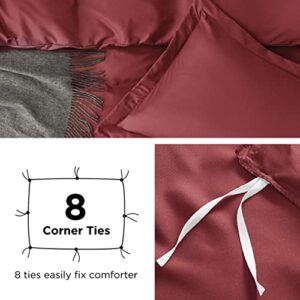 Bedsure Burgundy Red Duvet Cover Queen Size - Soft Brushed Microfiber Duvet Cover for Kids with Zipper Closure, 3 Pieces, Include 1 Duvet Cover (90"x90") & 2 Pillow Shams, NO Comforter