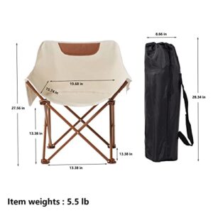 TOSAMC Folding Chairs Heavy Duty Support 350 lbs Moon Chair with Carry Bag White