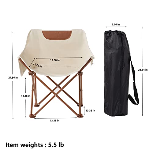 TOSAMC Folding Chairs Heavy Duty Support 350 lbs Moon Chair with Carry Bag White