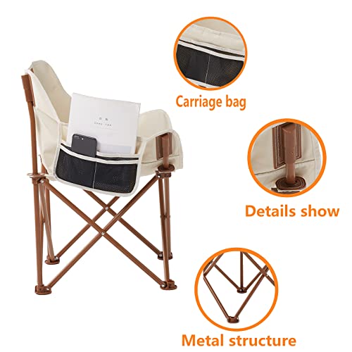 TOSAMC Folding Chairs Heavy Duty Support 350 lbs Moon Chair with Carry Bag White